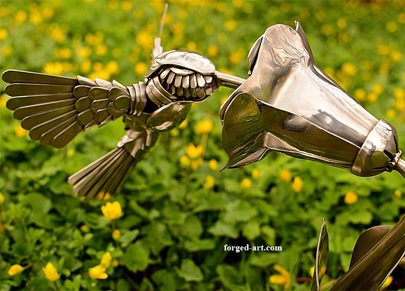 Hummingbird - Beautiful forged figure - a bird made of polished ...
