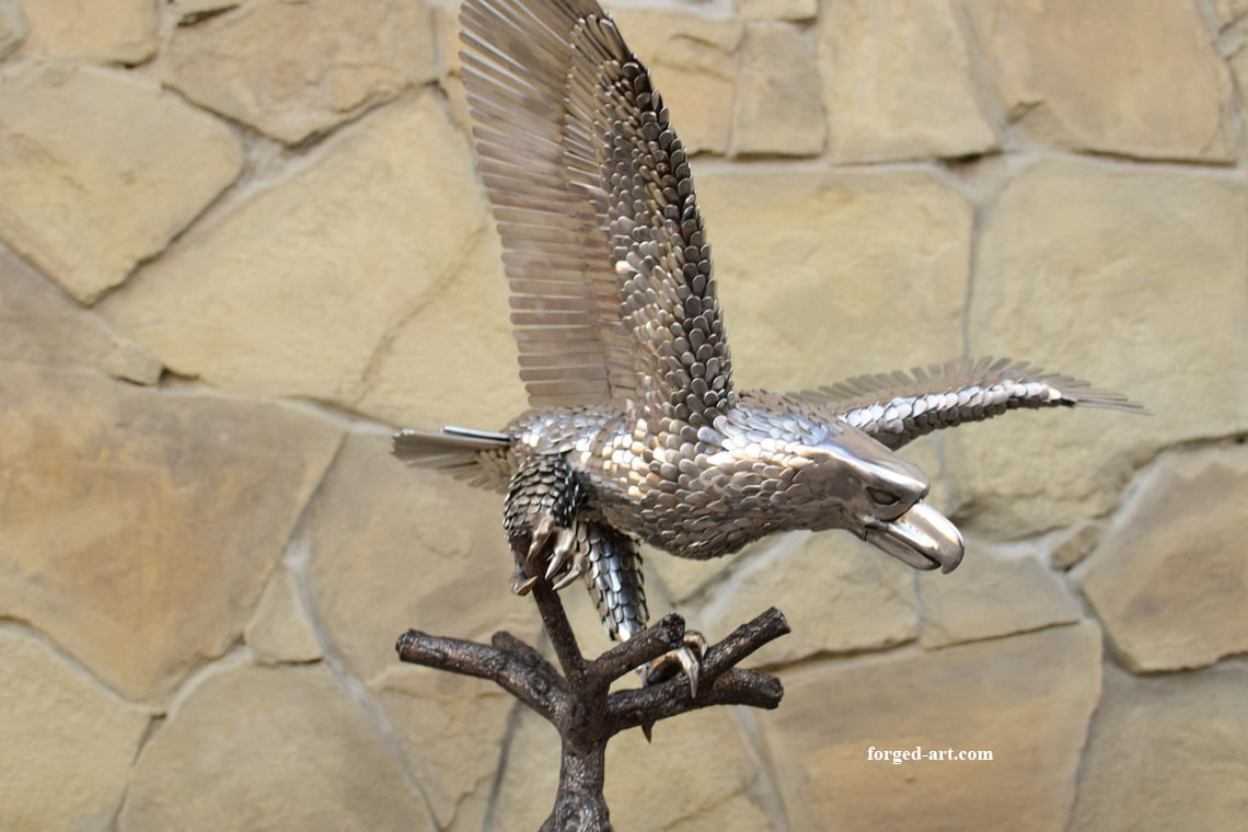 Stainless steel sculpture - Forged Eagle