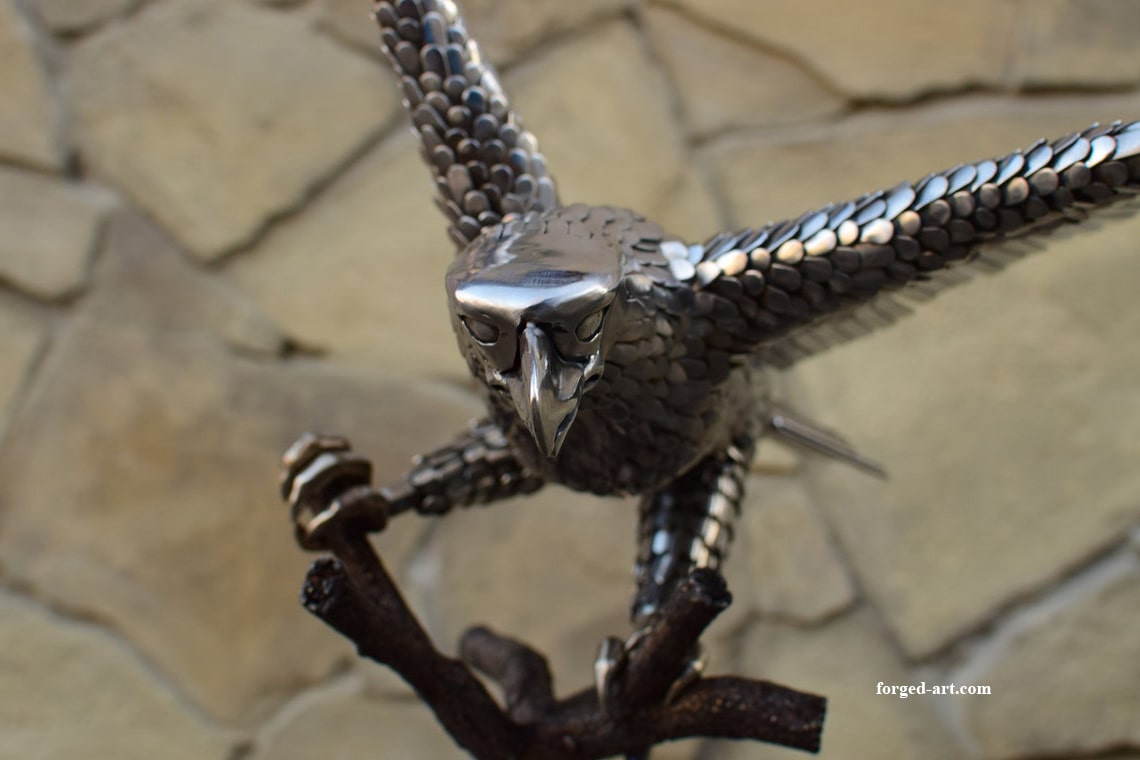 Stainless steel sculpture - Forged Eagle