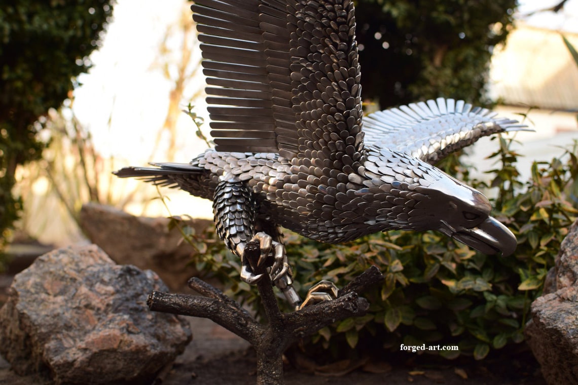 Stainless steel sculpture - Forged Eagle