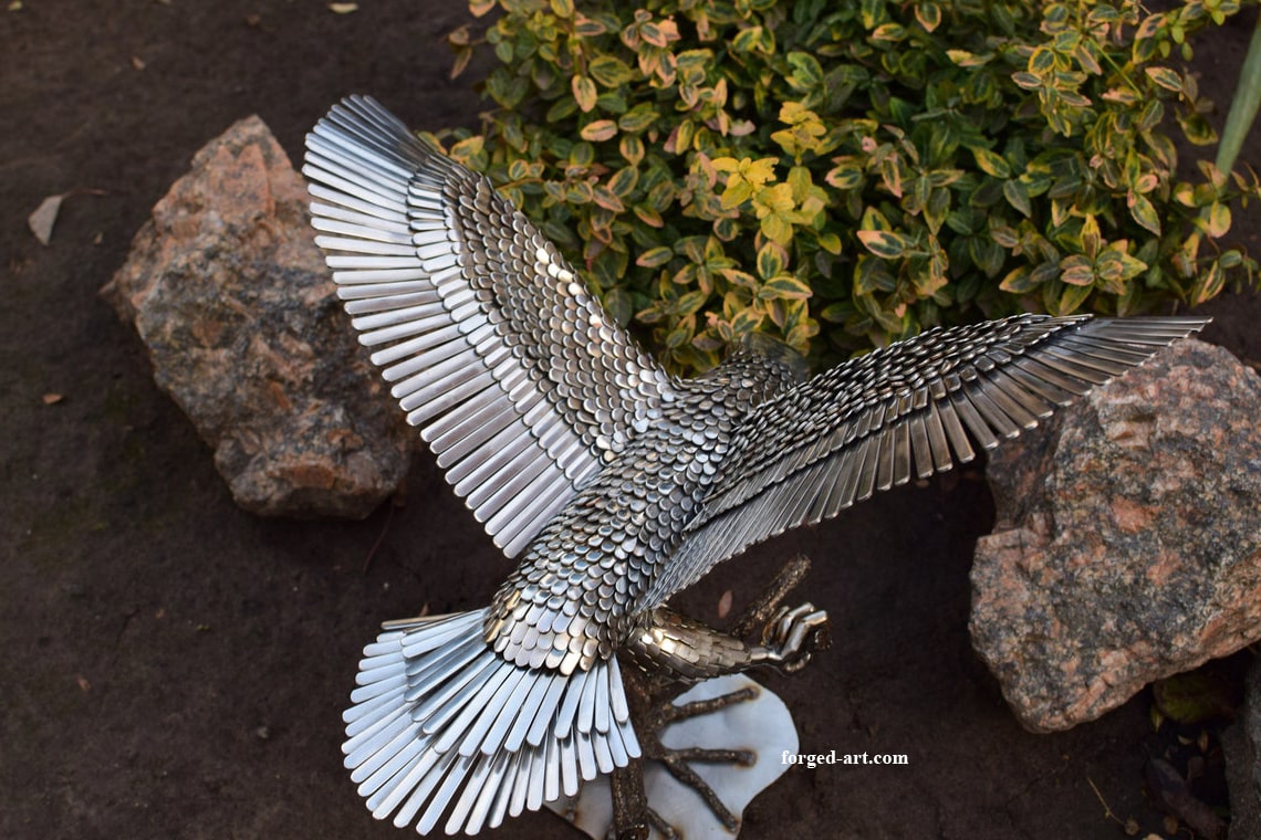 Stainless steel sculpture - Forged Eagle